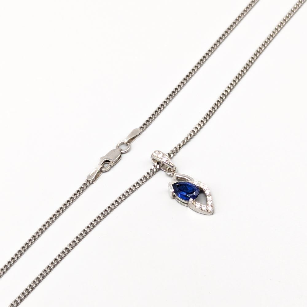 45.5cm Pansarlänk i Silver med Hänge med Stenar S925 5.27g – Pantit Marknad