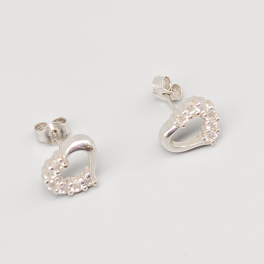 Örhängen i Silver med Vita Stenar S925 1.8g 10mm – Pantit Marknad